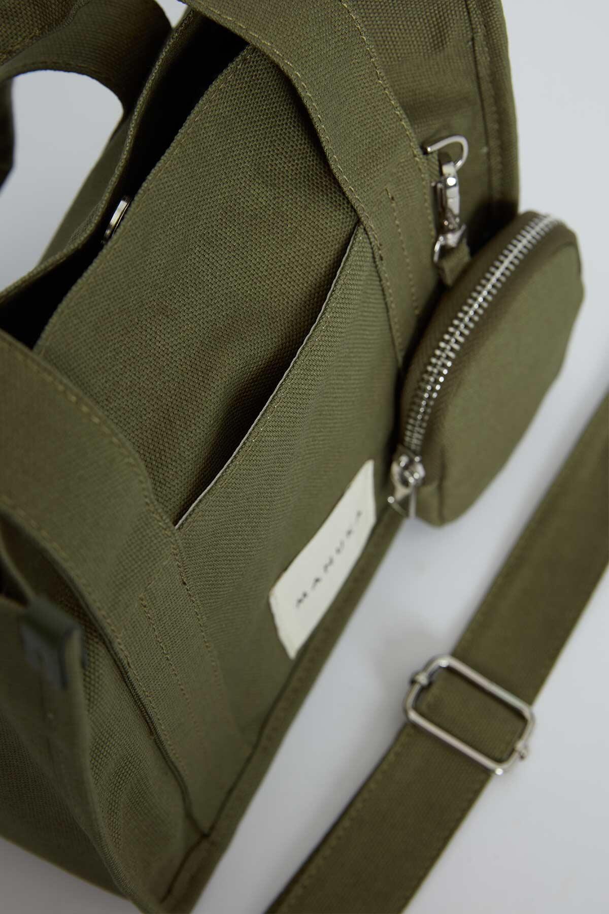 MINI WALLET DETAILED CANVAS BAG KHAKI | Manuka