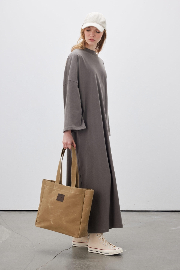 Oversize Uzun Rahat Elbİse Antrasİt Manuka 8597