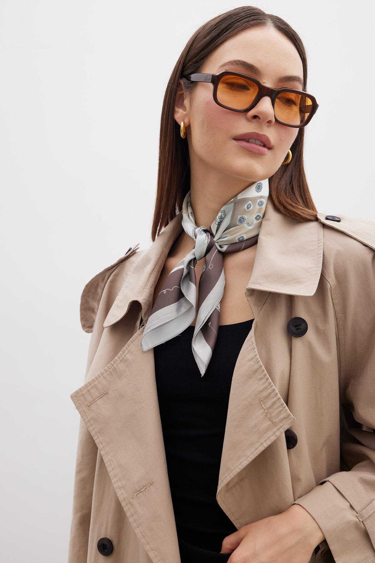 DESENLİ SATEN BOYUN FULARI ANTIQUE | Manuka