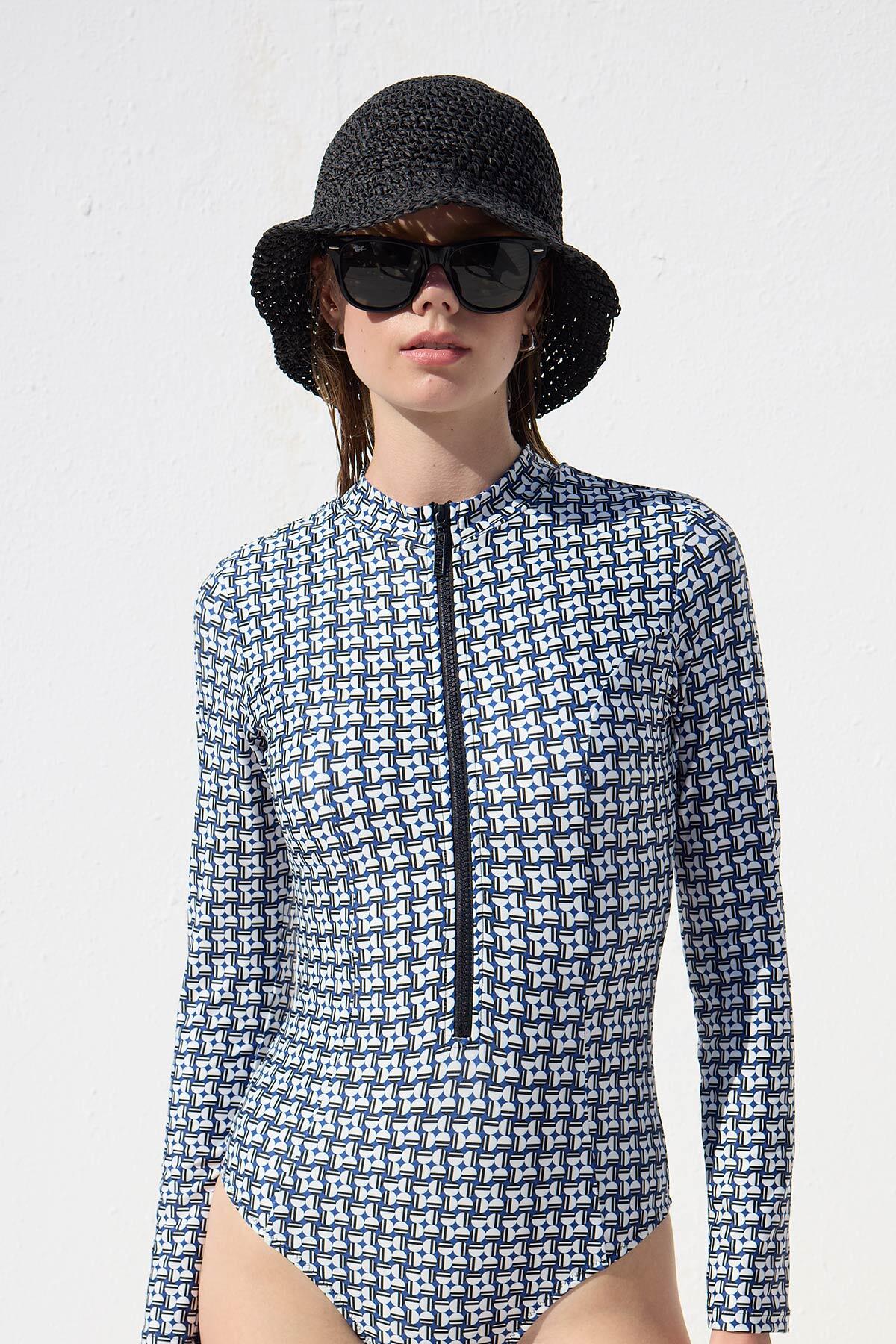 DESENLİ FERMUARLI SURF MAYO GEOMETRİK | Manuka