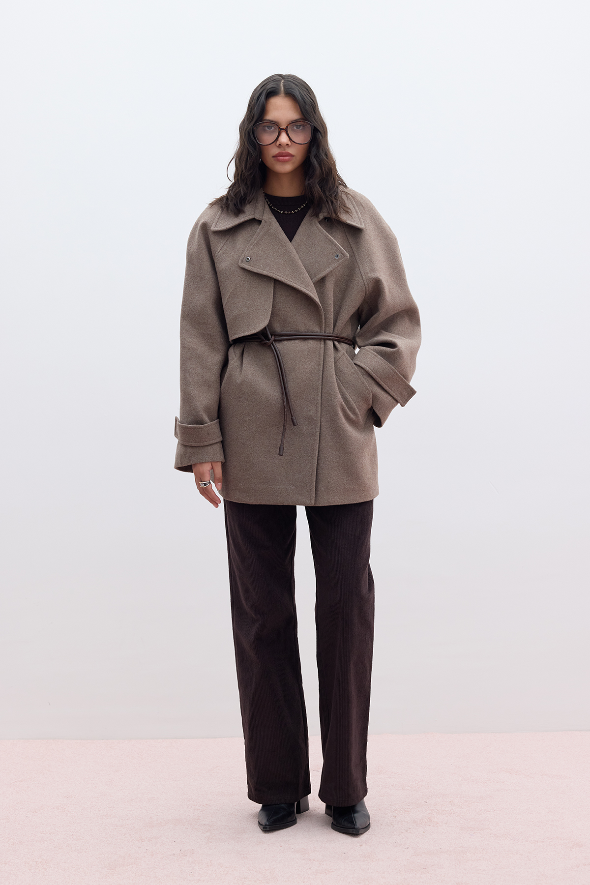MARI DOUBLE TRENCH COAT MINK