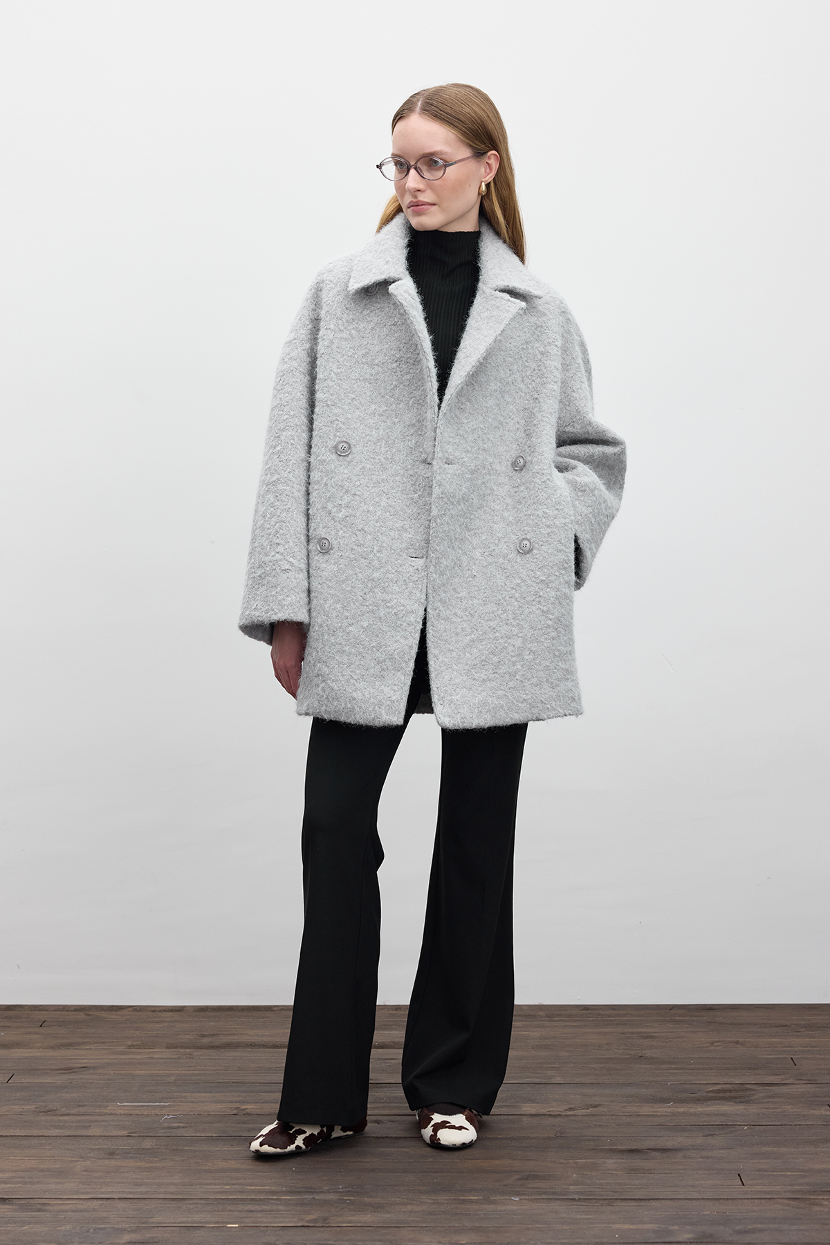 WRAP CLOSURE WOOL COAT GREY | MANUKA