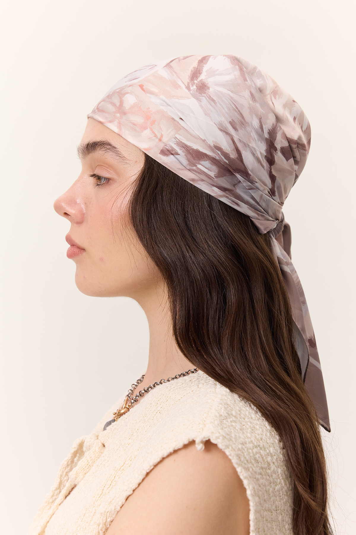 DESENLİ SATEN FULAR SOFIA - BEJ | Manuka