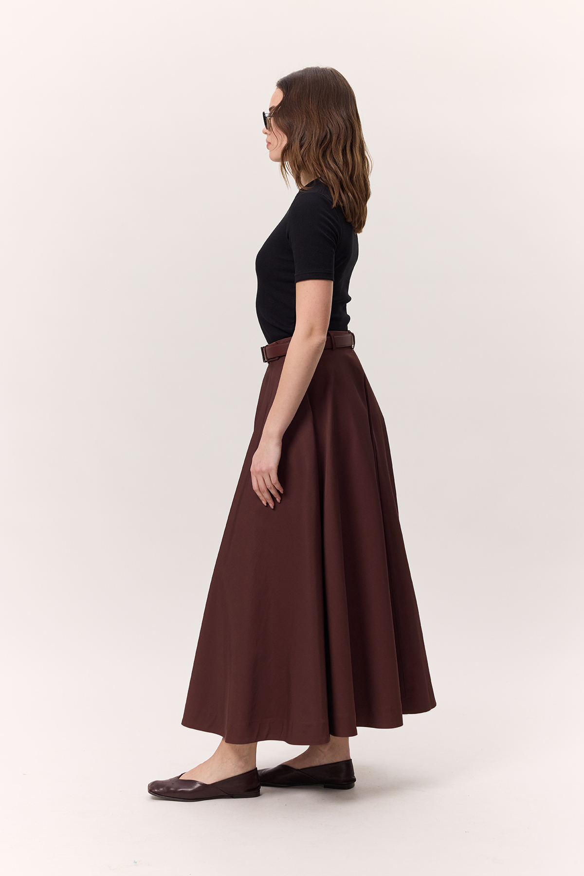 PREMIUM WIDE SKIRT CLARET RED | Manuka