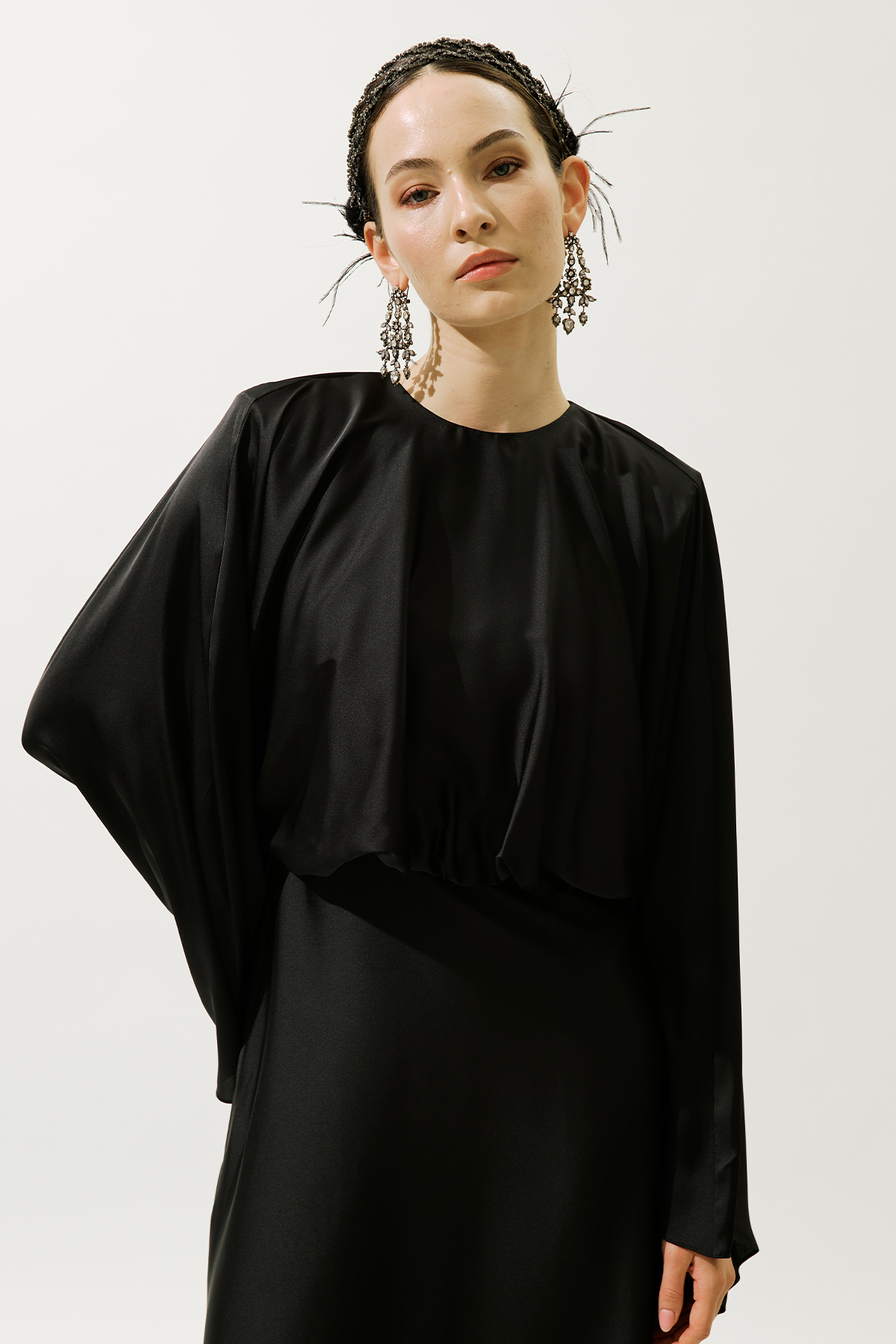 ADELE SATIN EVENING DRESS BLACK | Manuka