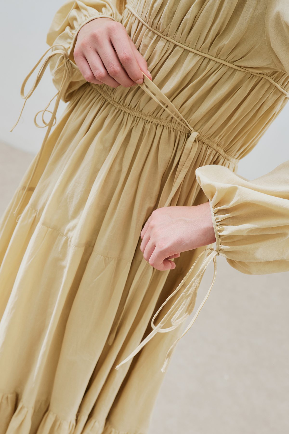 LONG SLEEVE DRESS WITH DRESSING DETAILS MAROON | Manuka